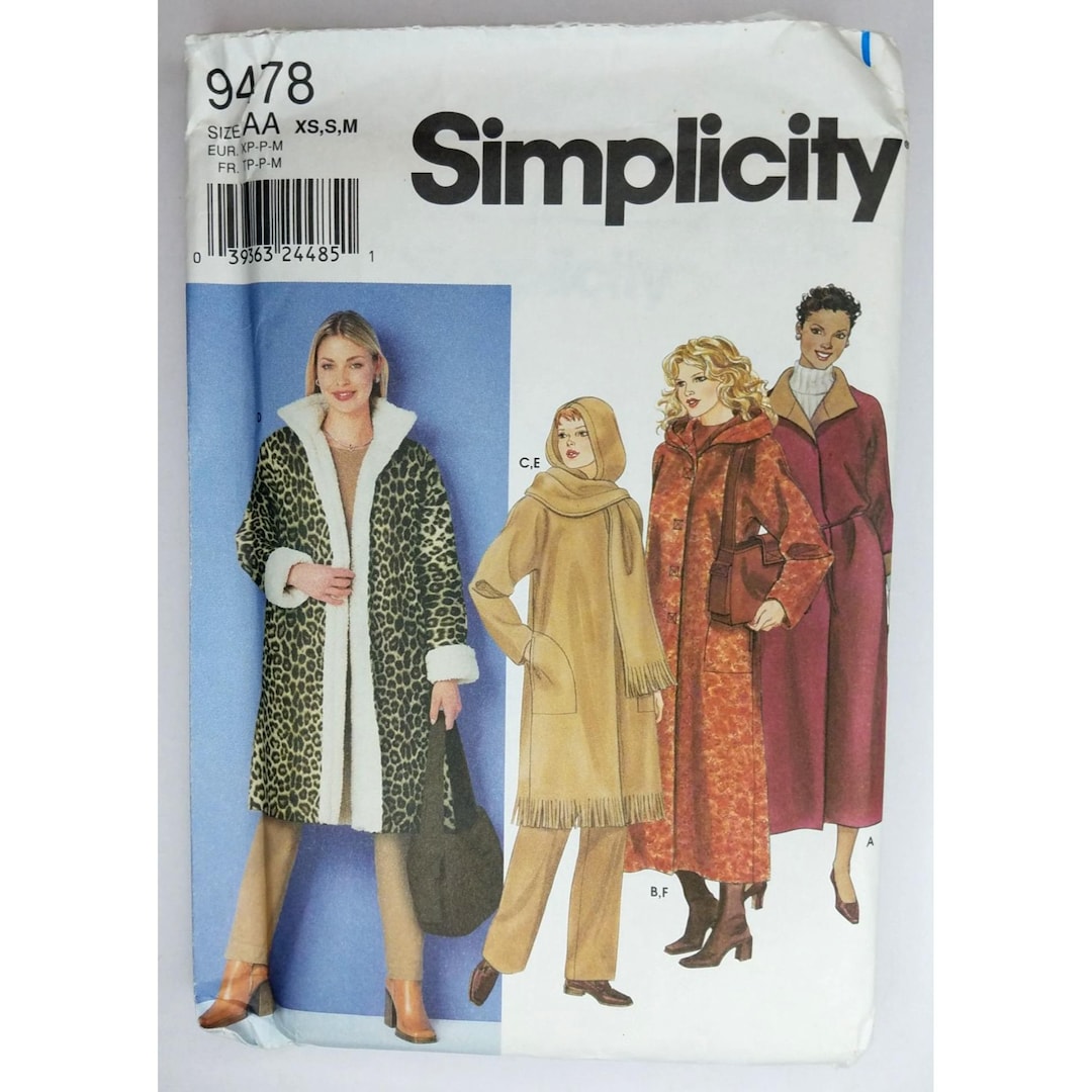 Simplicity Sewing Pattern 9478 Womens Coat Poncho Pattern Sizes XS-S-M ...