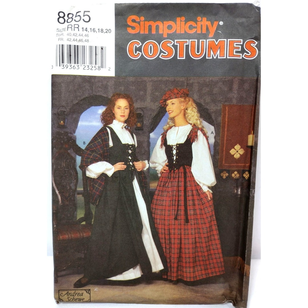 Simplicity Costume Sewing Pattern 8855 Womens Irish Scottish - Etsy