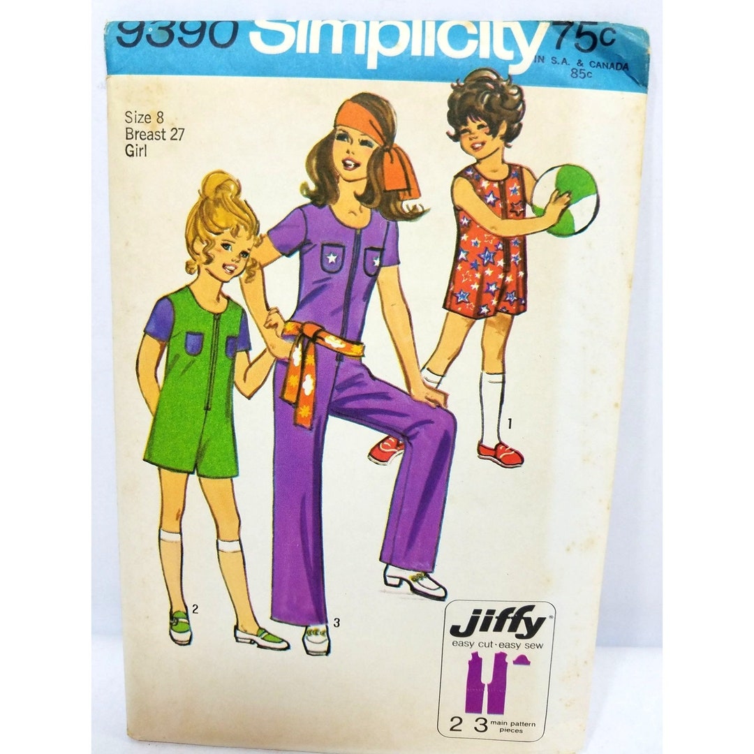 Simplicity Sewing Pattern 9390 Girls Jiffy Jumpsuit Size 8 Uncut ...