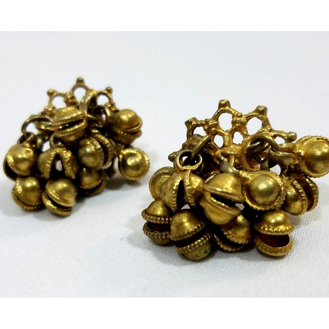 Vintage Gold-tone Belly Dancing Finger Rings Clapperless Bells Costume ...