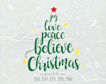 Christmas Svg Joy Peace Love Svg Buffalo Plaid Tree Svg - Etsy
