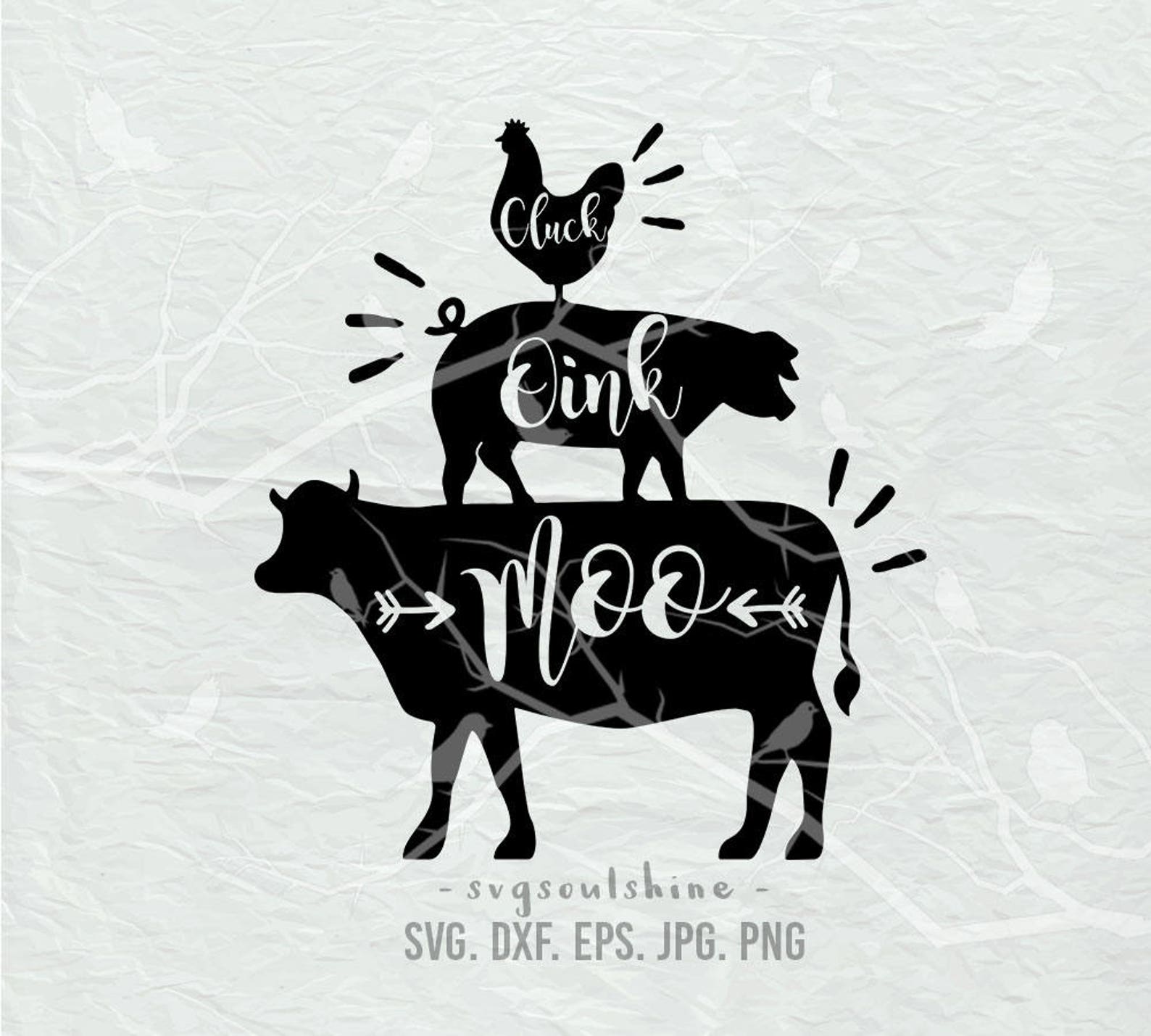 Cluck Oink Moo SVG File Farmhouse Silhouette Cut File Cricut - Etsy