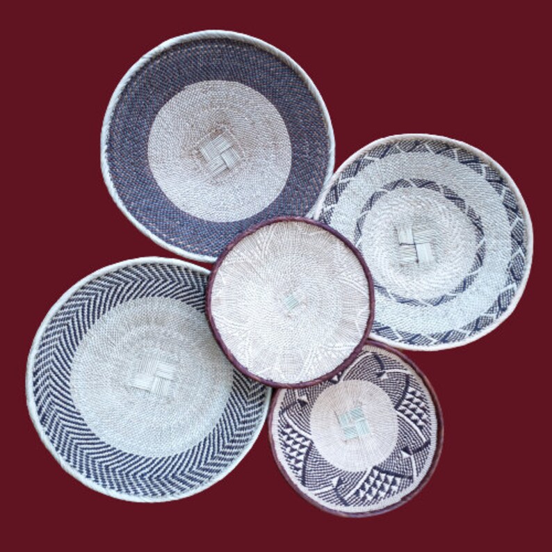 Set of 5 Tonga Basket African Wall Basket Woven Wall Basket - Etsy