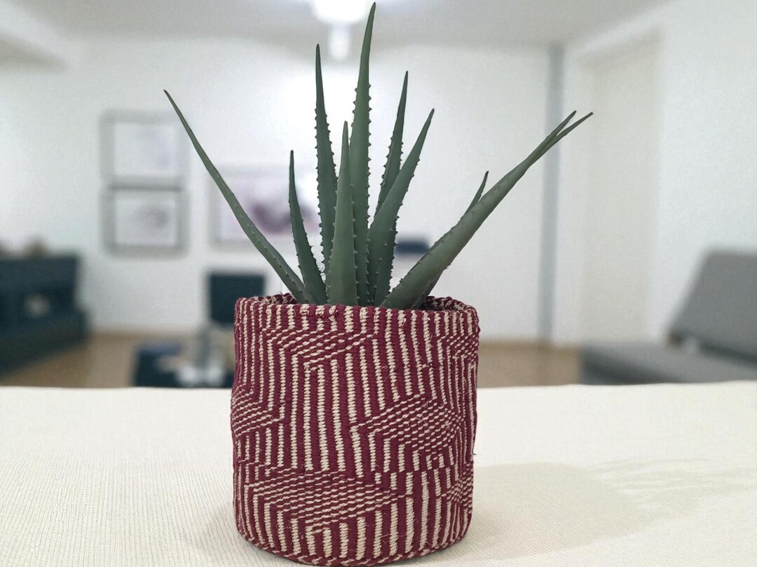 Eco-friendly Woven Planter – 10” African Sisal & Wool Basket | Handmade ...