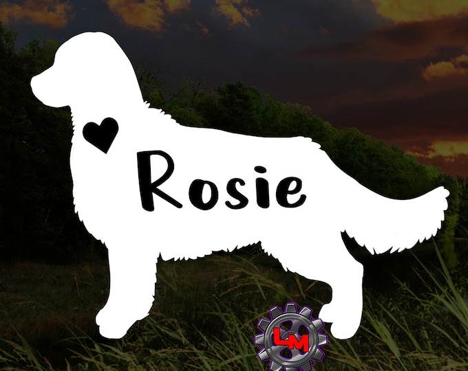 Custom Golden Retriever Dog Name Decal Car Decal Golden Retriever ...