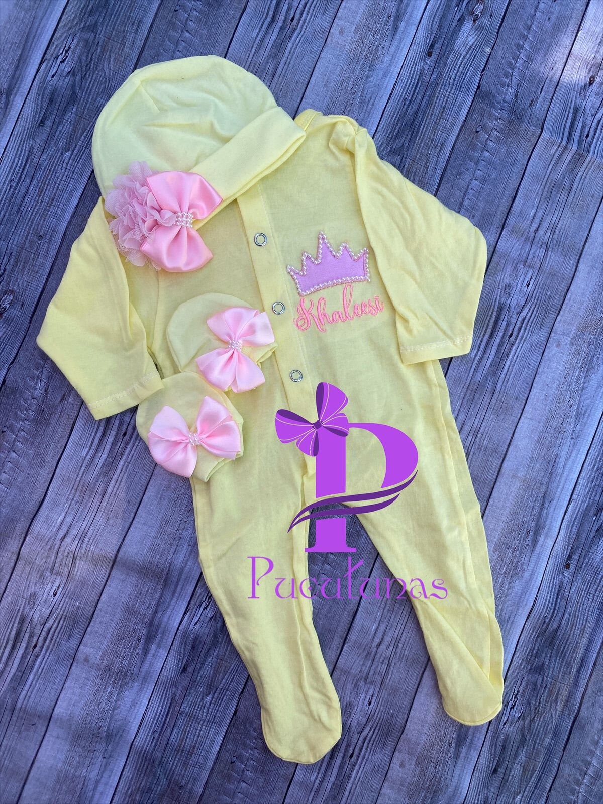 Baby Girl Yellow New Born Coming Home Outfit Onesie Set - Etsy