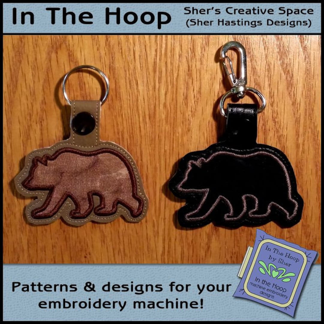 ITH Bear Silhouette Key Fob, Bear Bag Tag, Bear Key Fob, Bear Snap Tab ...