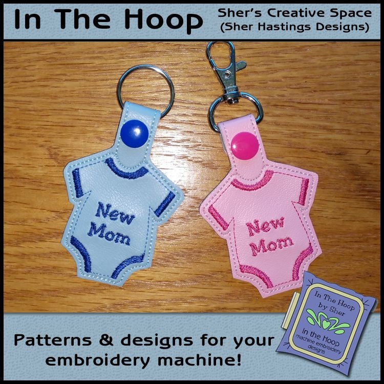 ITH New Mom Key Fob - Vinyl Key Fob - Mom Bag Tag - Machine Embroidery ...