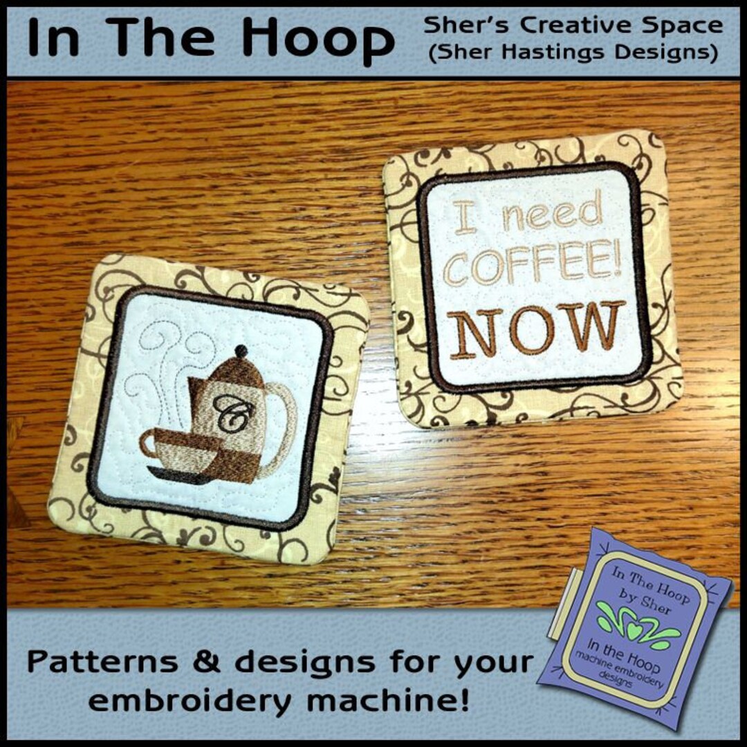 ITH Coffee Coasters - in the Hoop Coasters - Drink Coasters - Coffee ...