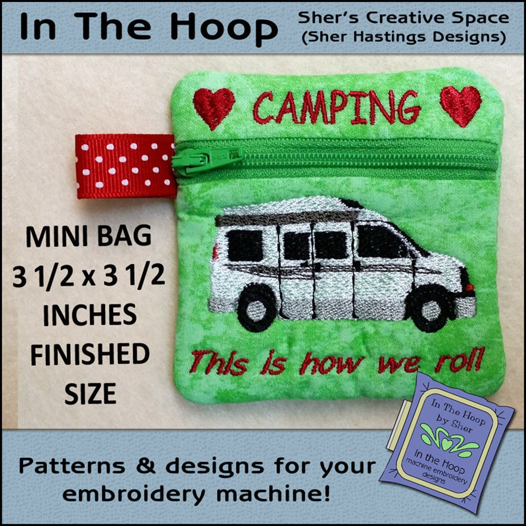 ITH Travel Van Mini Zipper Bag, in the Hoop Zipper Bag, Camper Zipper ...
