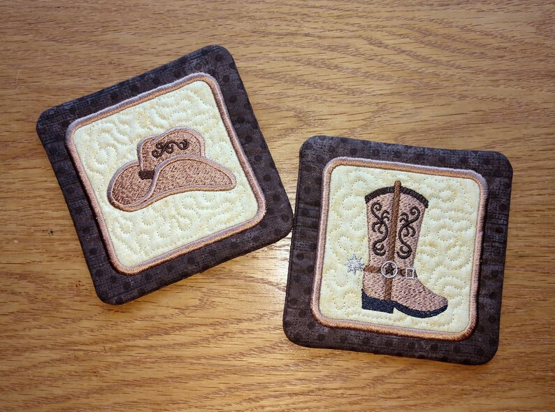 ITH Cowboy Coasters in the Hoop Coasters Cowboy Boot | Etsy