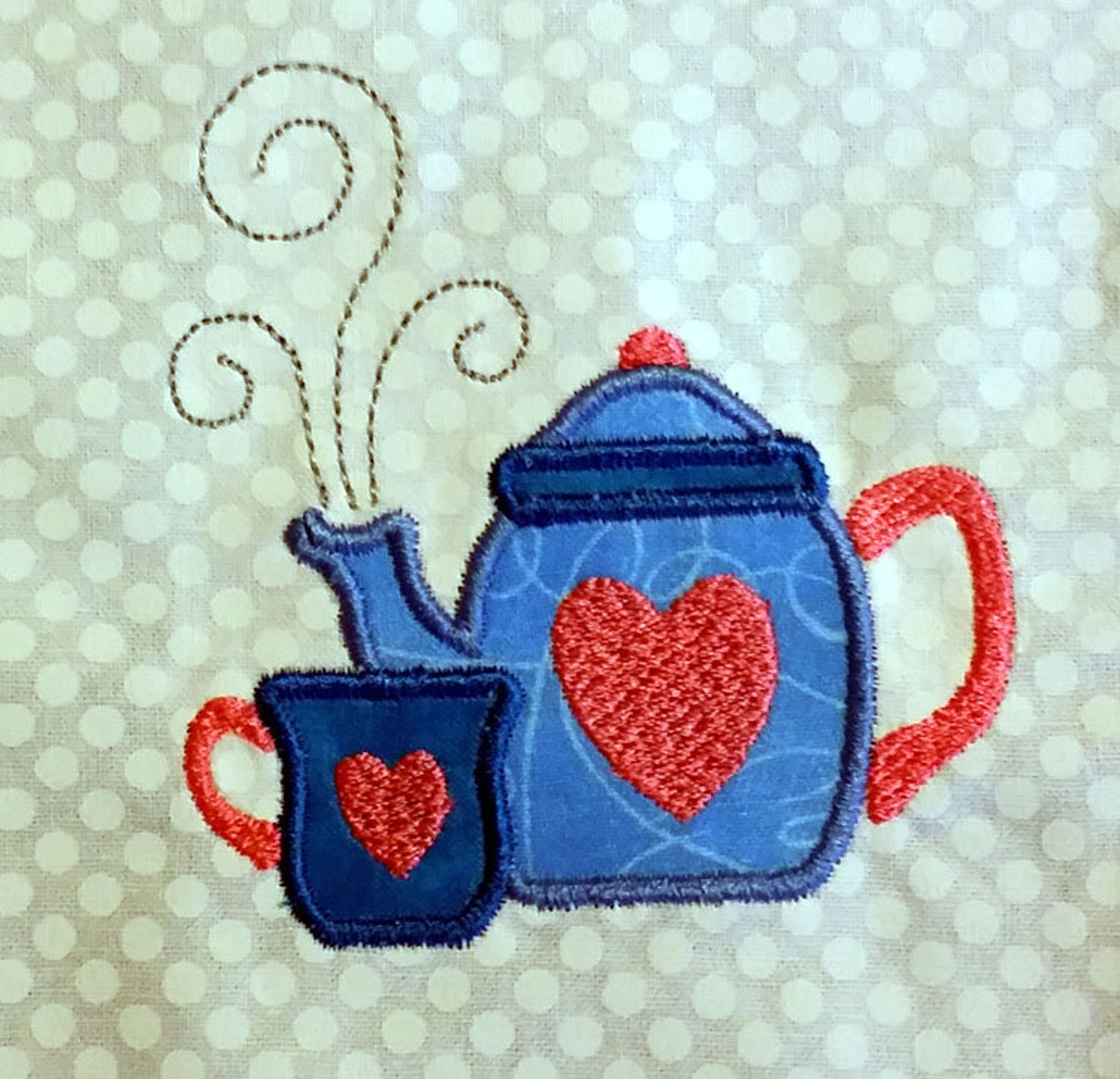 Tea Time Machine Embroidery Design, Teapot Embroidery File, Tea ...
