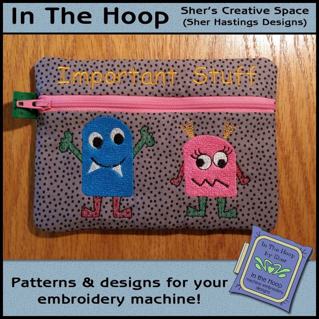 ITH Monster Zipper Bag, Kids in the Hoop Zipper Bag - Child Zipper Bag ...
