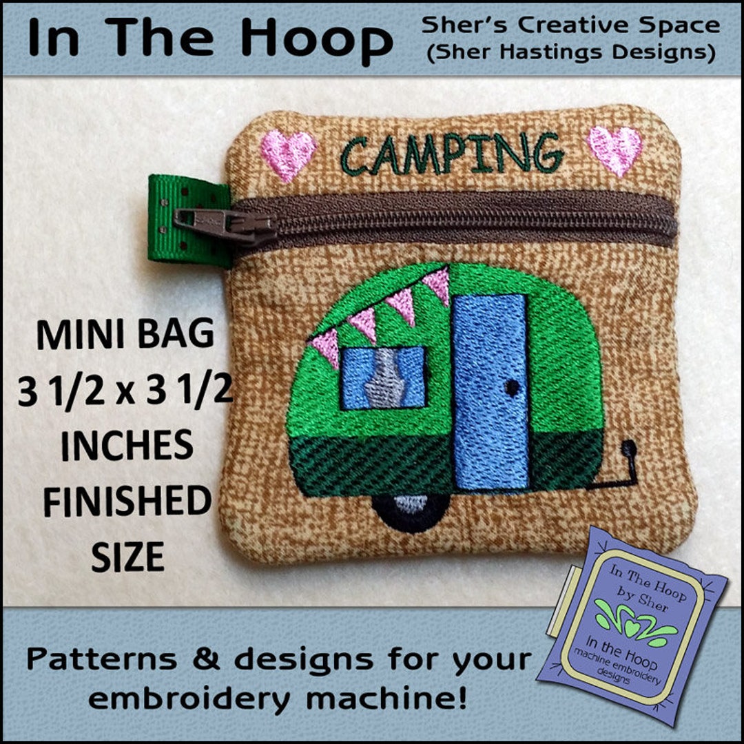 ITH Tiny Camper Mini Zipper Bag, in the Hoop Zipper Bag, Camper Zipper ...