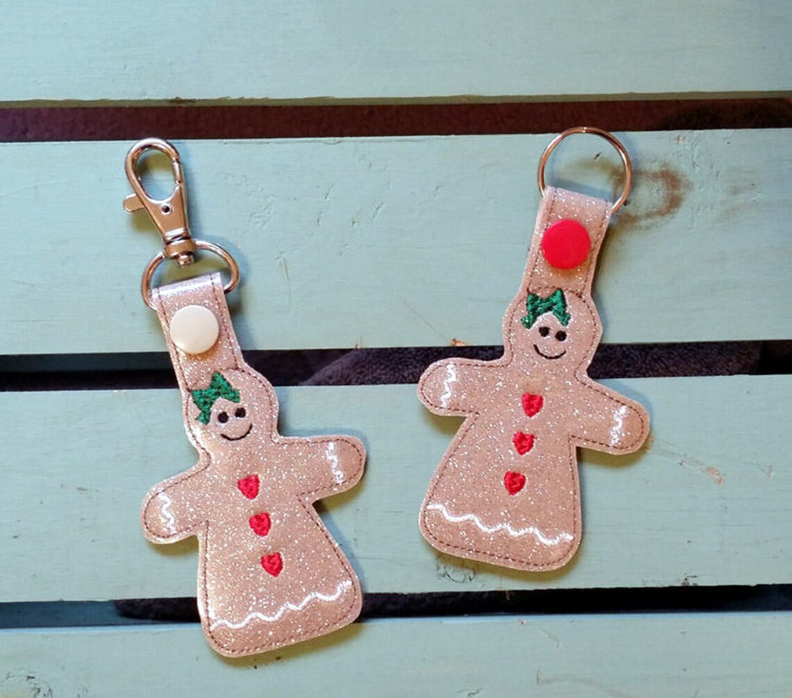 ITH Gingerbread Girl Key Fob, Christmas Bag Tag, Christmas Key Fob ...