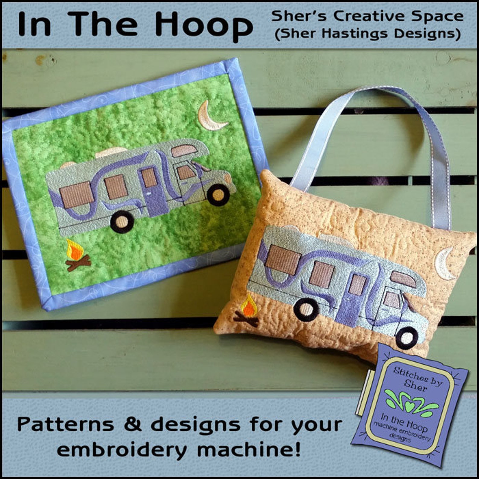 ITH Class C Mug Rug, Camper Decor, in the Hoop Camper Embroidery Design ...