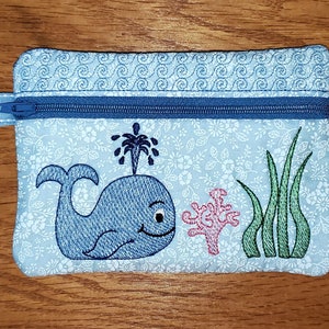 ITH Whale Zipper Bag - Fully Lined - in the Hoop Zipper Bag - Nautical ...