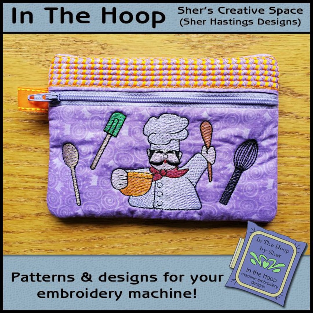 ITH Baker Zipper Bag, in the Hoop Zipper Bag, Chef Zipper Bag, Chef ...