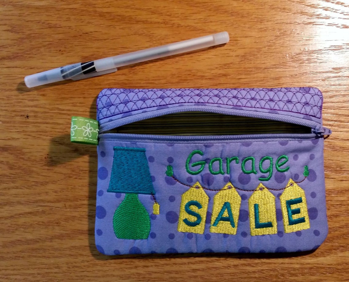 ITH Garage Sale Zipper Bag - Fully Lined - in the Hoop Zipper Bag ...