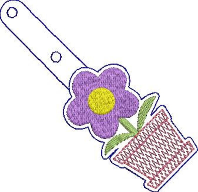 ITH Potted Flower Key Fob Flower Bag Tag Vinyl Key Fob | Etsy