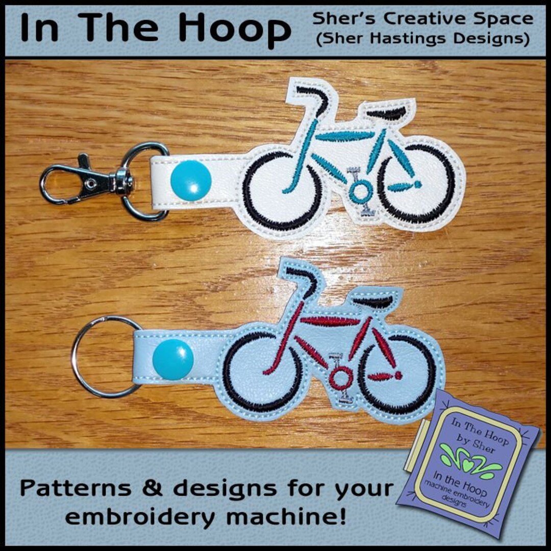 ITH Bike Key Fob - Bike Vinyl Key Fob - Bike Bag Tag, Bike Snap Tab ...