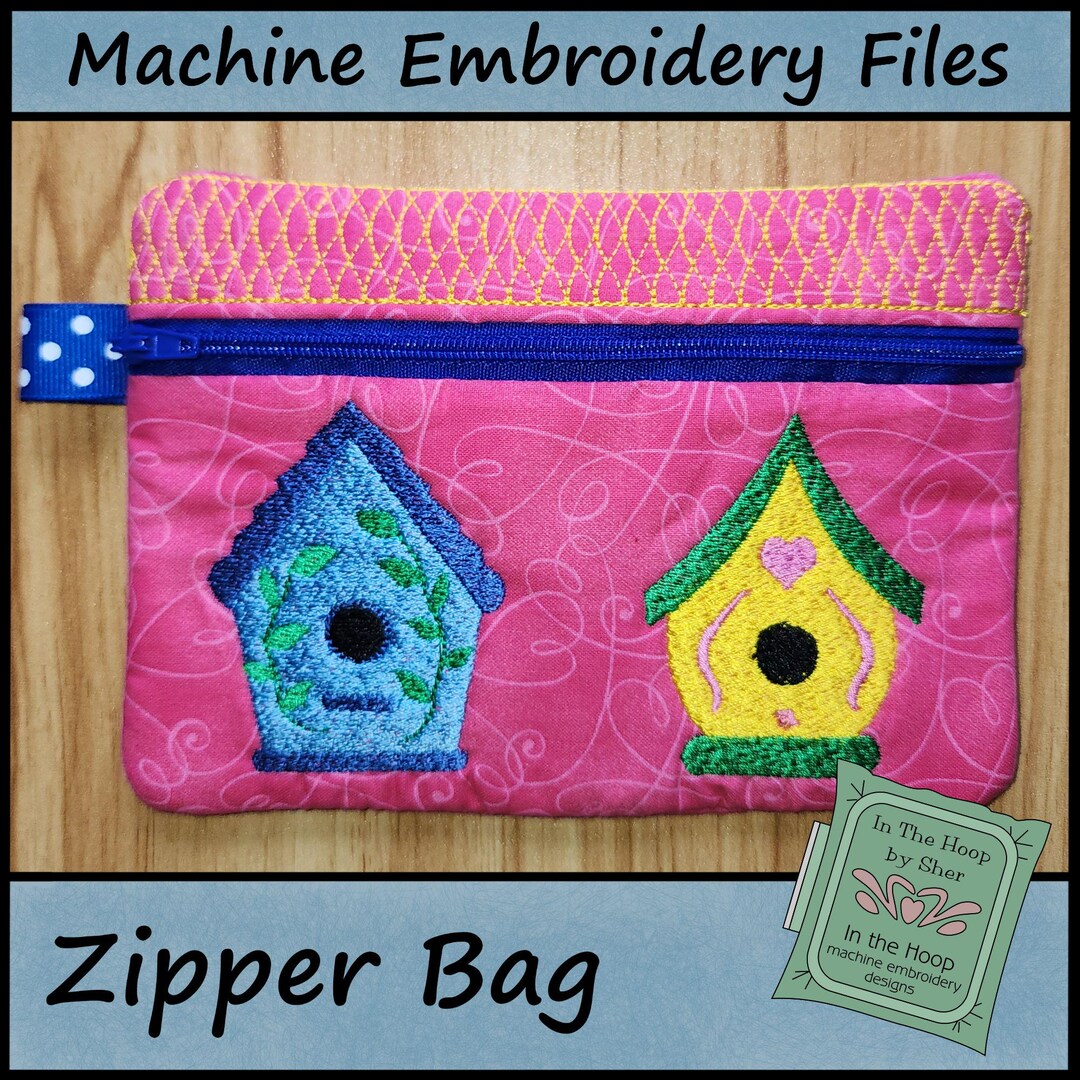 ITH Birdhouse Zipper Bag, Birdhouse Embroidery, in the Hoop Birdhouse ...
