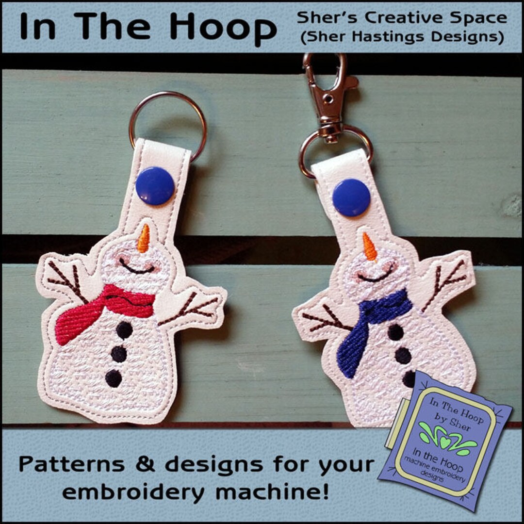 ITH Happy Snowman Key Fob, Christmas Bag Tag, Christmas Snap Tab ...