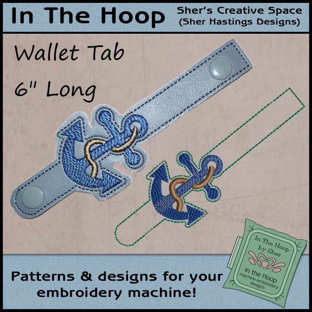 ITH Anchor Wallet Tab, Card Wallet Tab, Anchor Embroidery, Nautical ...