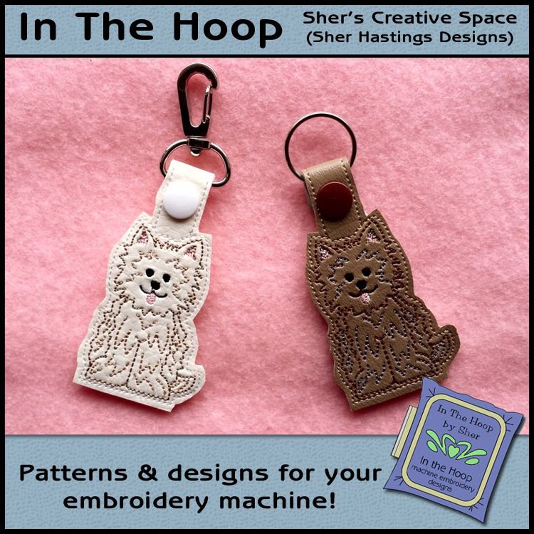 ITH Fluffy Dog Key Fob - Dog Vinyl Key Fob- Dog Bag Tag - Dog Snap Tab ...