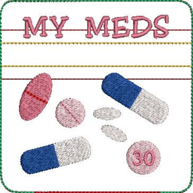 ITH My Meds Mini Zipper Bag, in the Hoop Zipper Bag, Medicine Zipper ...