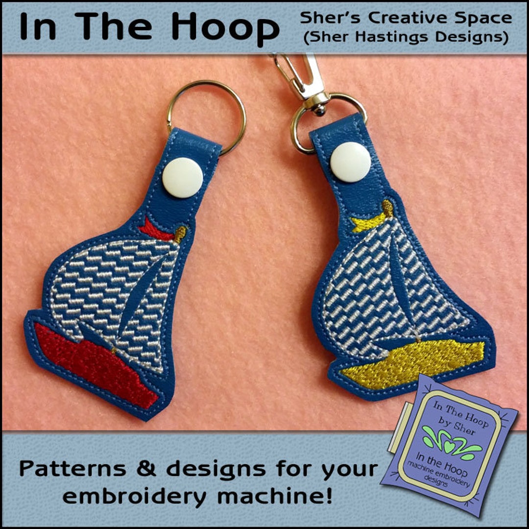 ITH Sailboat Key Fob, Sailboat Snap Tab, Sailboat Bag Tag, Nautical ...