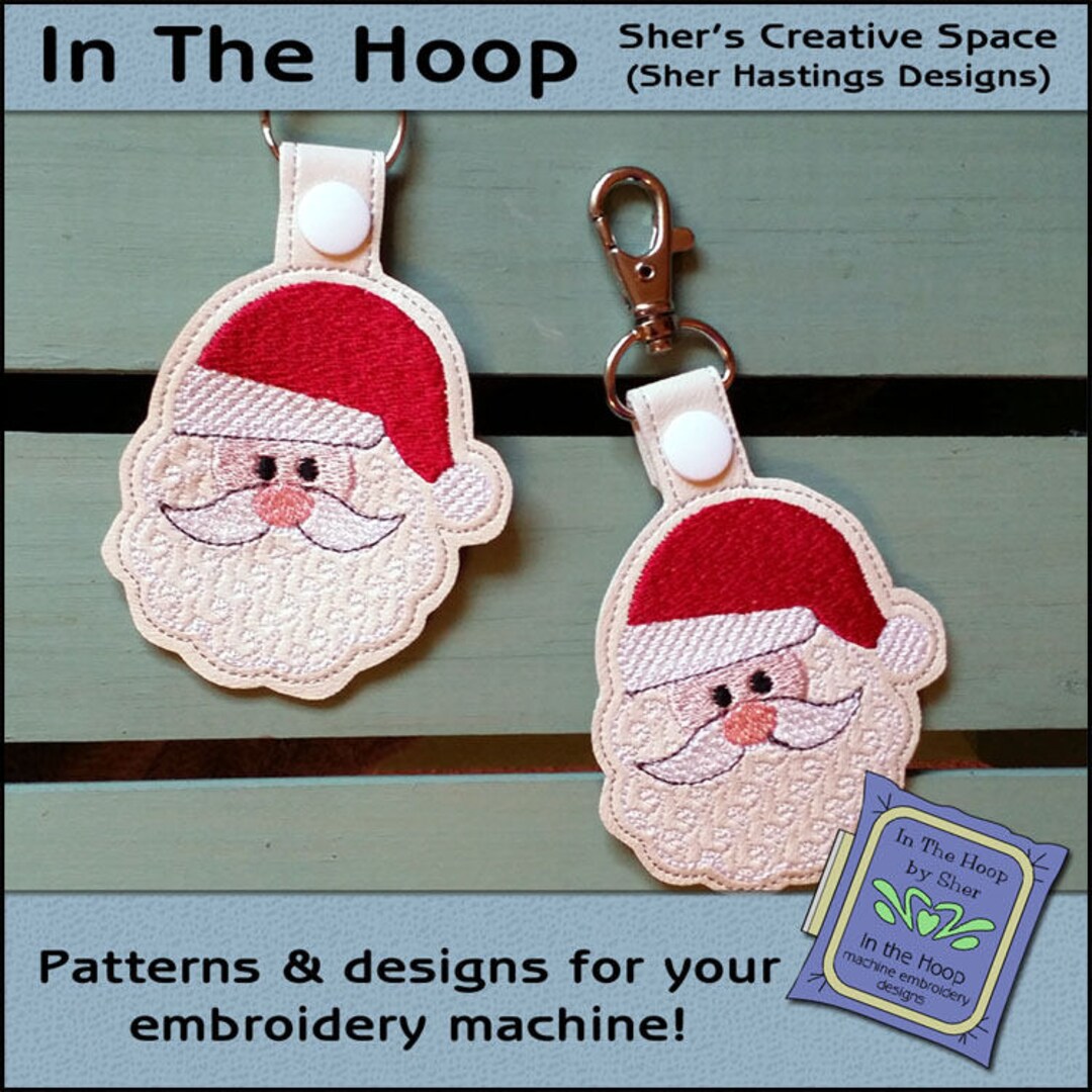 ITH Santa Key Fob, Santa Bag Tag, Santa Snap Tab, Santa Embroidery ...