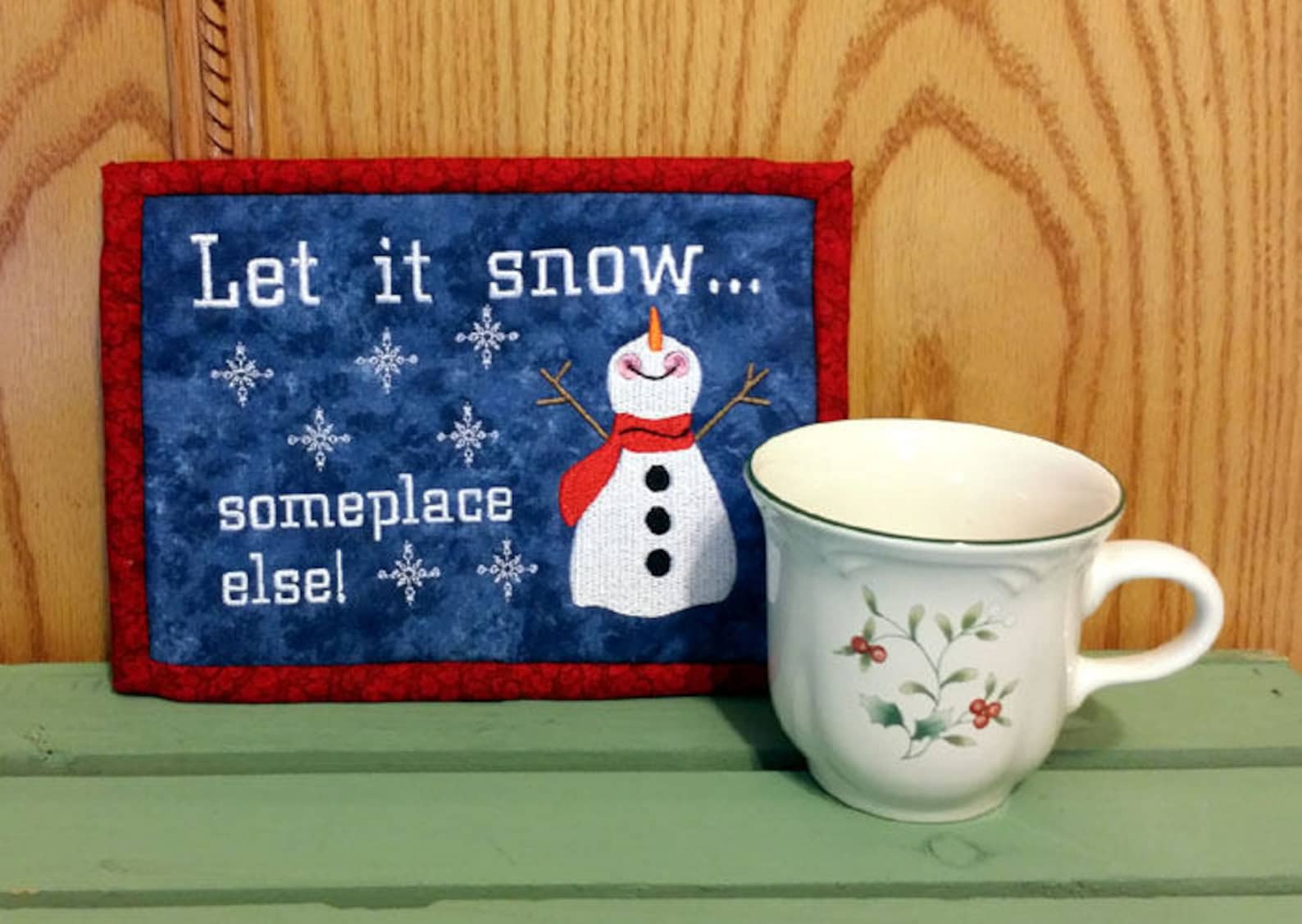 ITH Let It Snow Mug Rug Snowman Mug Rug in the Hoop Mug Rug - Etsy