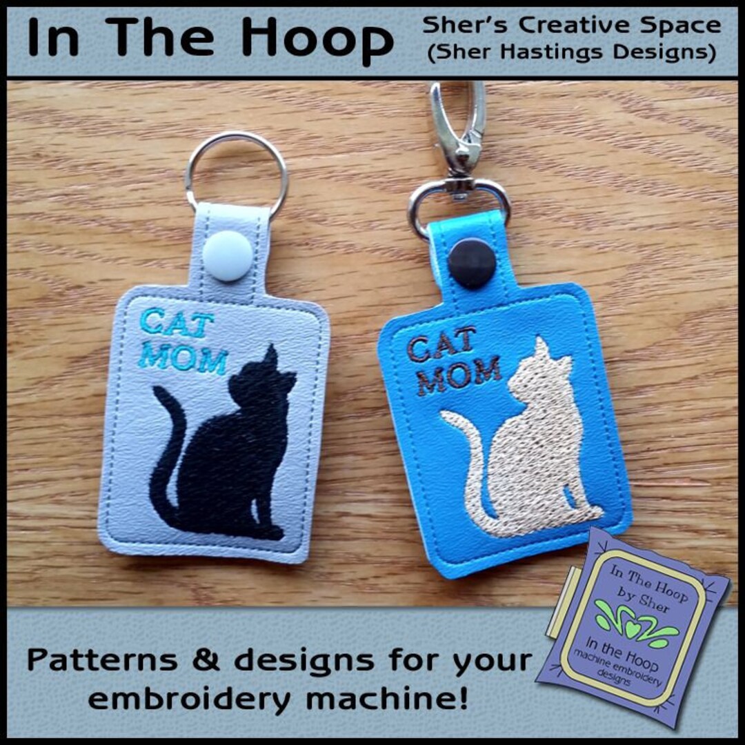 ITH Cat Mom Key Fob - Cat Bag Tag - Cat Vinyl Key Fob - Cat Snap Tab ...