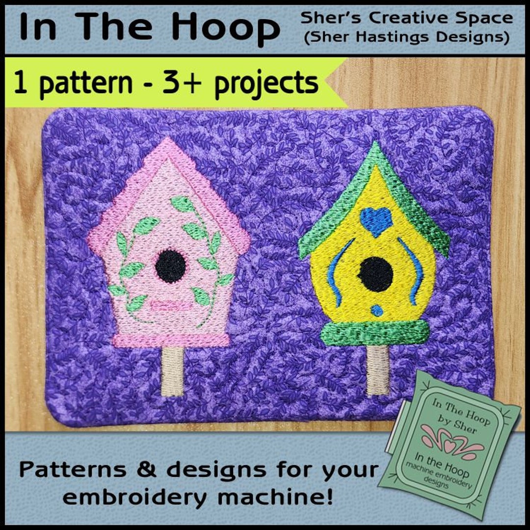 ITH Birdhouses Mug Rug, Birdhouse Embroidery, in the Hoop Mug Rug ...
