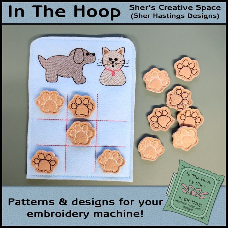 ITH Dog & Cat Tic Tac Toe Game, in the Hoop Tic Tac Toe, Dog Embroidery ...