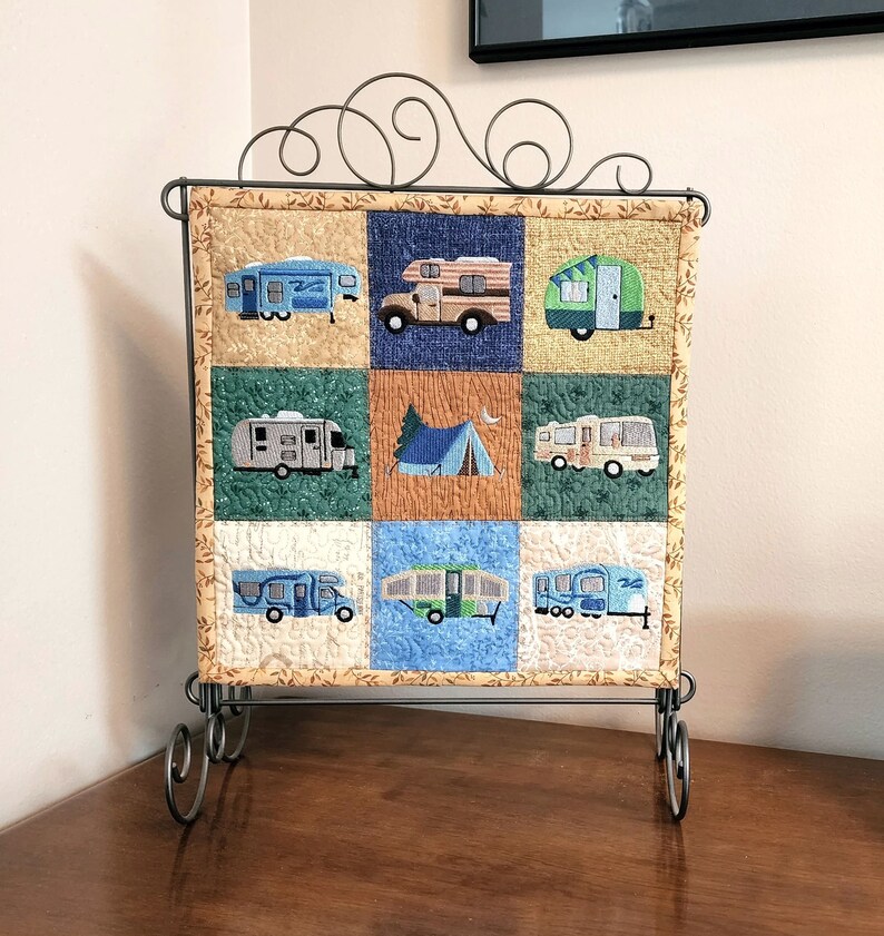 ITH Camping Mini Quilt, Vacation Embroidery, Camper Mini Quilt, Camping ...