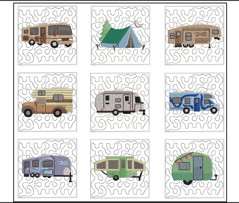 ITH Camping Mini Quilt, Vacation Embroidery, Camper Mini Quilt, Camping ...