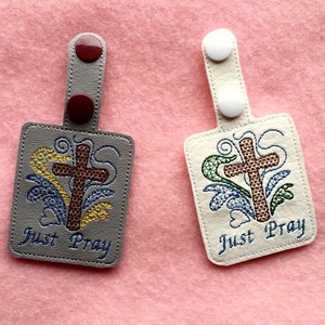 ITH Just Pray Key Fob, Cross Key Fob, Religious Bag Tag, Christian Key ...