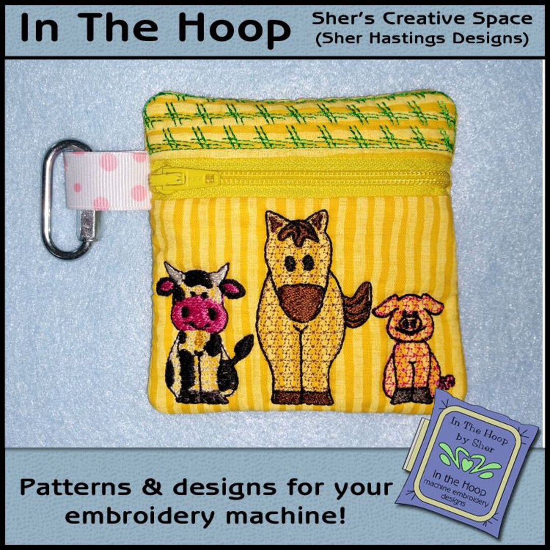 ITH Farm Animals Mini Zipper Bag, Horse in the Hoop Zipper Bag - Cow ...