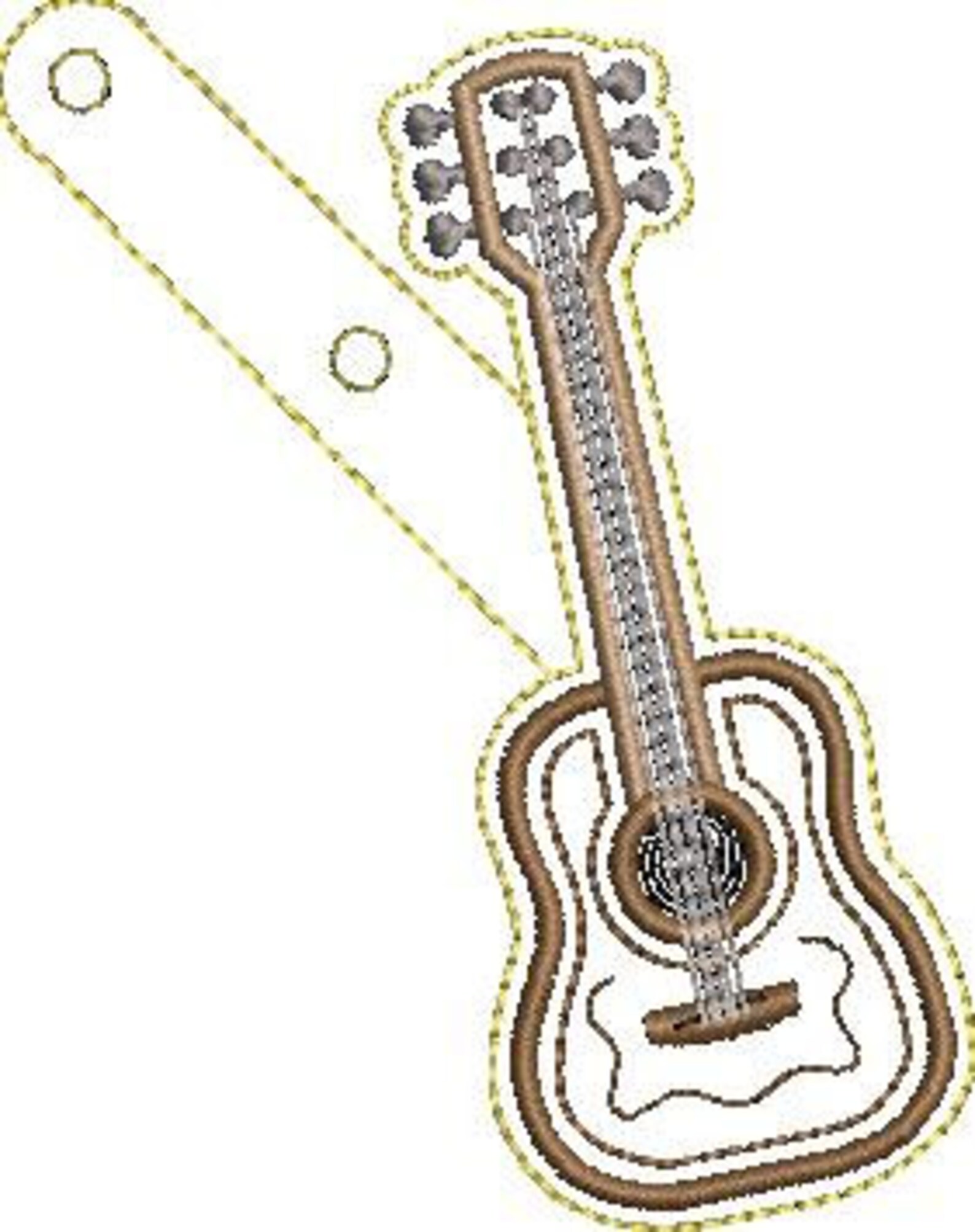 ITH Guitar Key Fob, Guitar Bag Tag, Guitar Embroidery, Music Key Fob ...