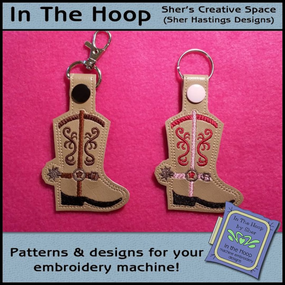 ITH Cowboy Boot Key Fob, Cowboy Boot Snap Tab, Western Bag Tag, Cowboy ...