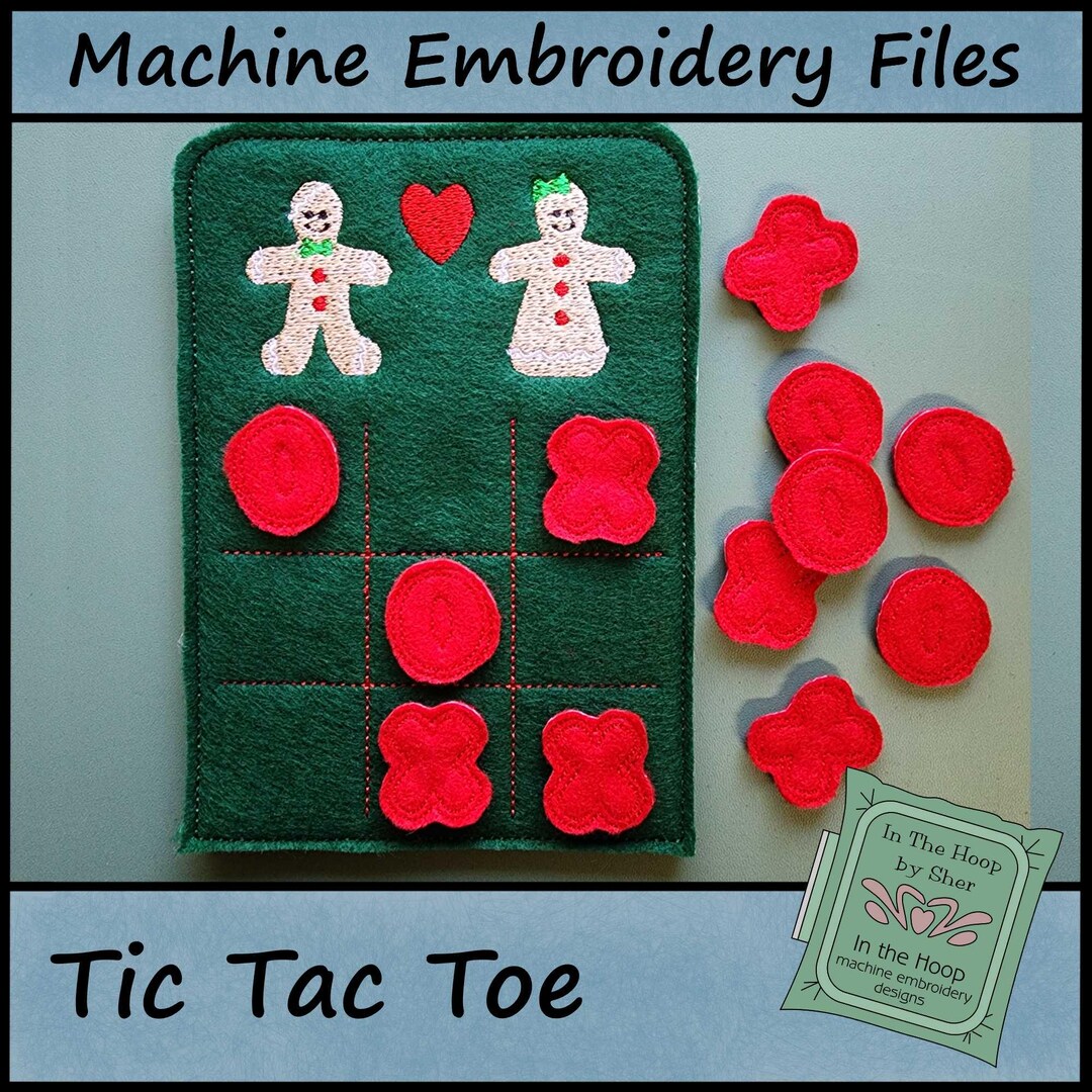 ITH Christmas Tic Tac Toe Game, in the Hoop Tic Tac Toe, Christmas ...