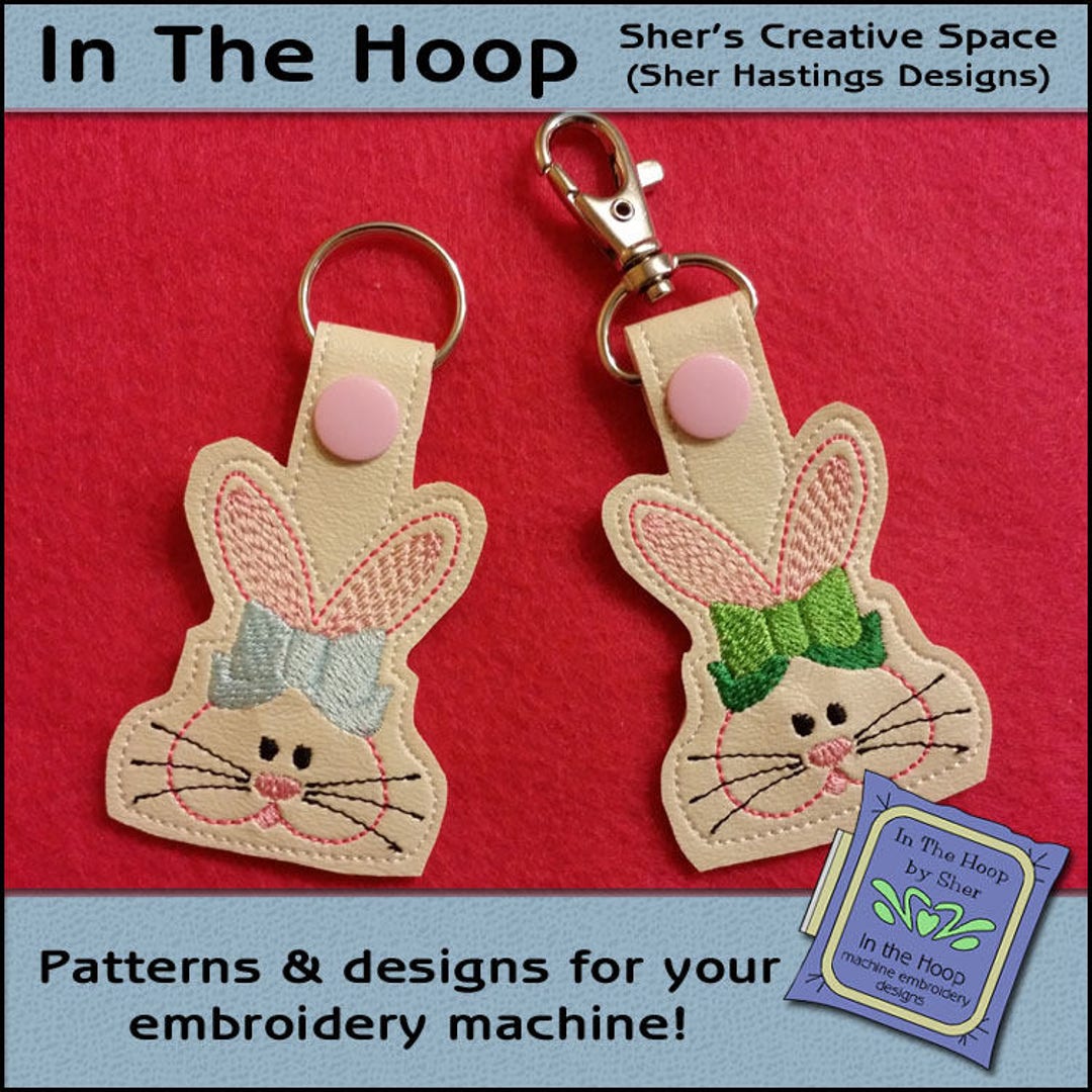 ITH Heart Bunny Key Fob - Bunny Key Fob - Easter Bag Tag - Vinyl Key ...