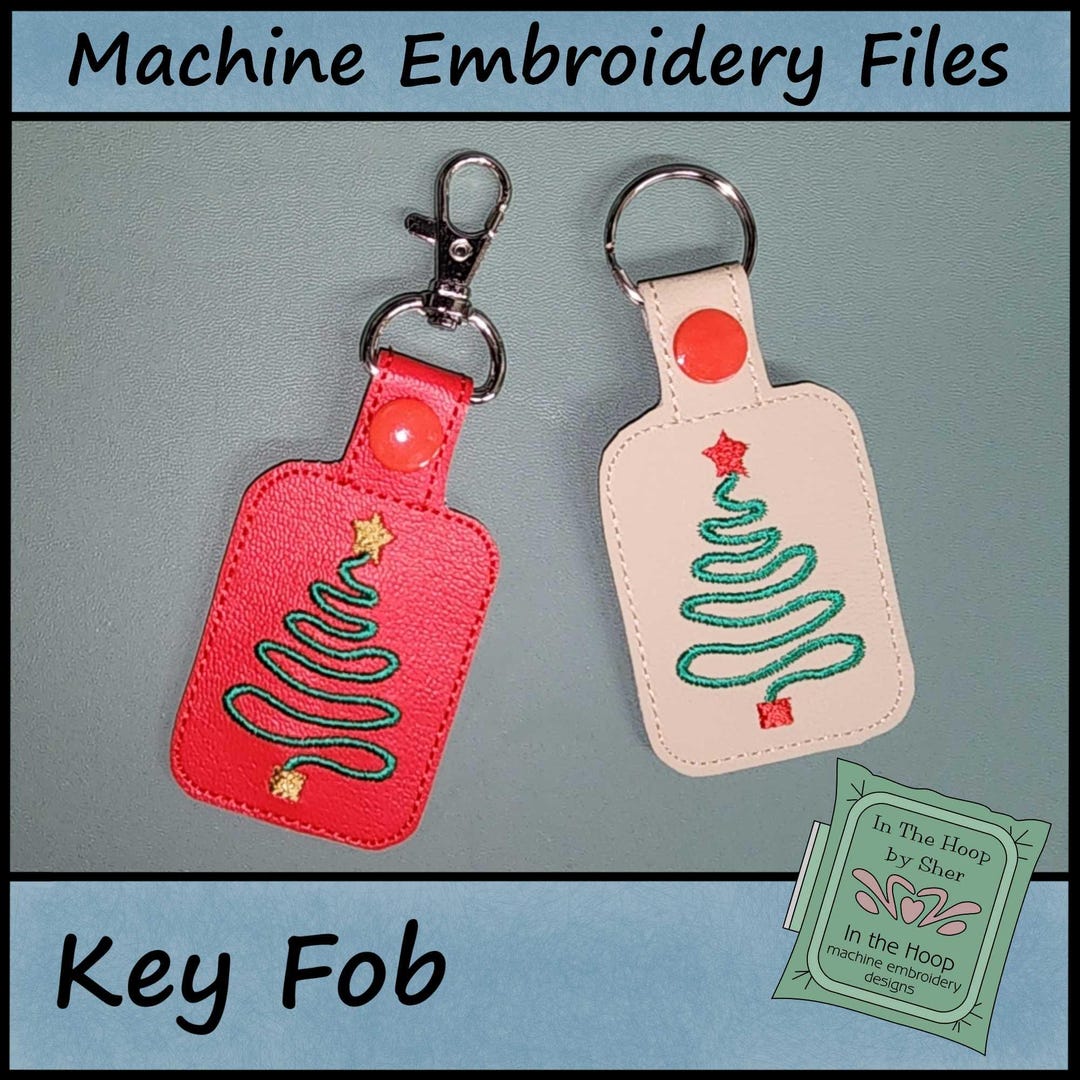 ITH Ribbon Tree Key Fob, Christmas Bag Tag, Vinyl Key Fob With Snap Tab ...