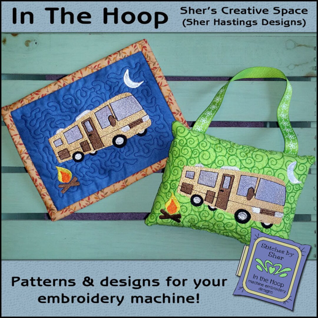 ITH Motorhome Mug Rug, Camping Mug Rug, in the Hoop Camper, Camping ...