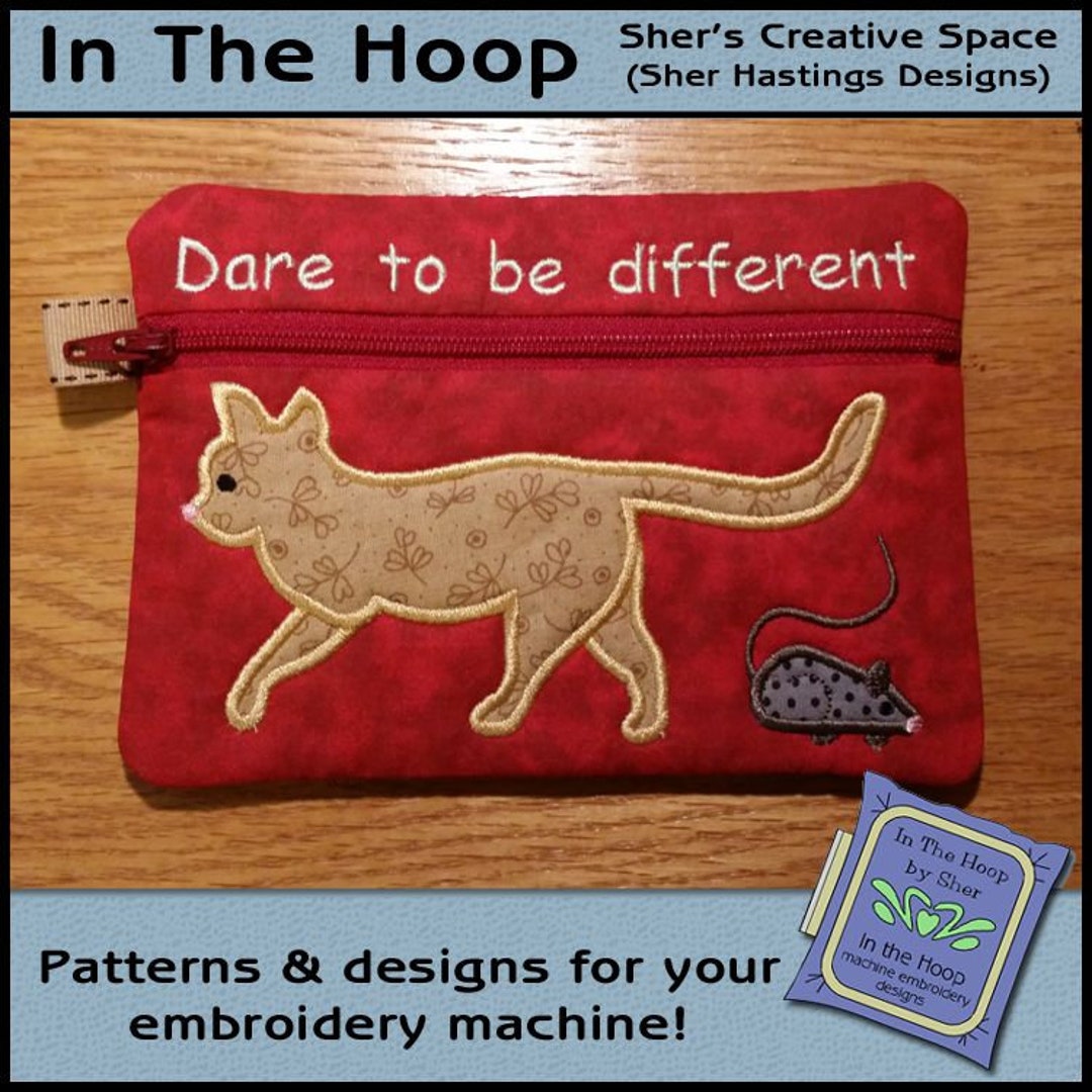 ITH Three Legged Cat Zipper Bag, in the Hoop Zipper Bag - Cat ...