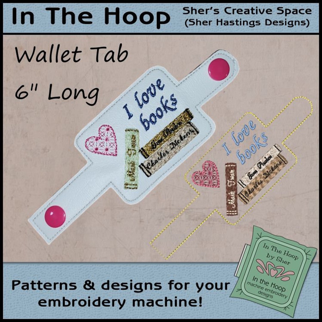ITH I Love Books Wallet Tab, Card Wallet Tab, Books Embroidery, Book ...