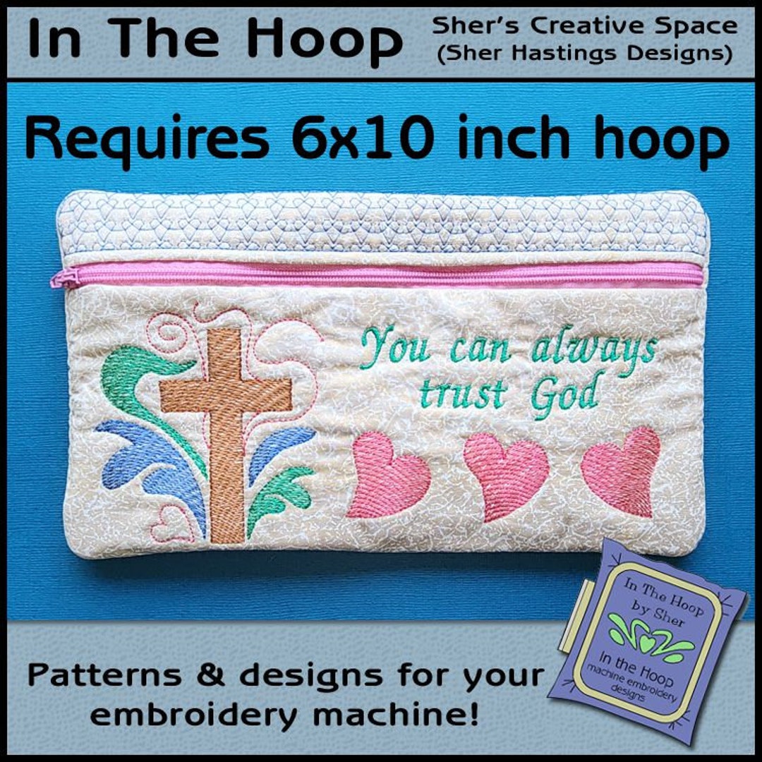 ITH Trust God Zipper Bag, in the Hoop Zipper Bag, Cross Zipper Bag ...