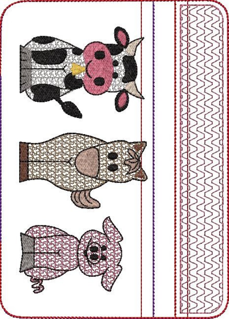 ITH Farm Animals Zipper Bag, Cow Zipper Bag, in the Hoop Zipper Bag ...